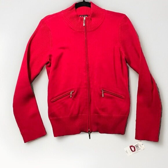 Rafaella | Sweaters | Rafaella Sweater Womens Large Red Zip Up Pockets ...